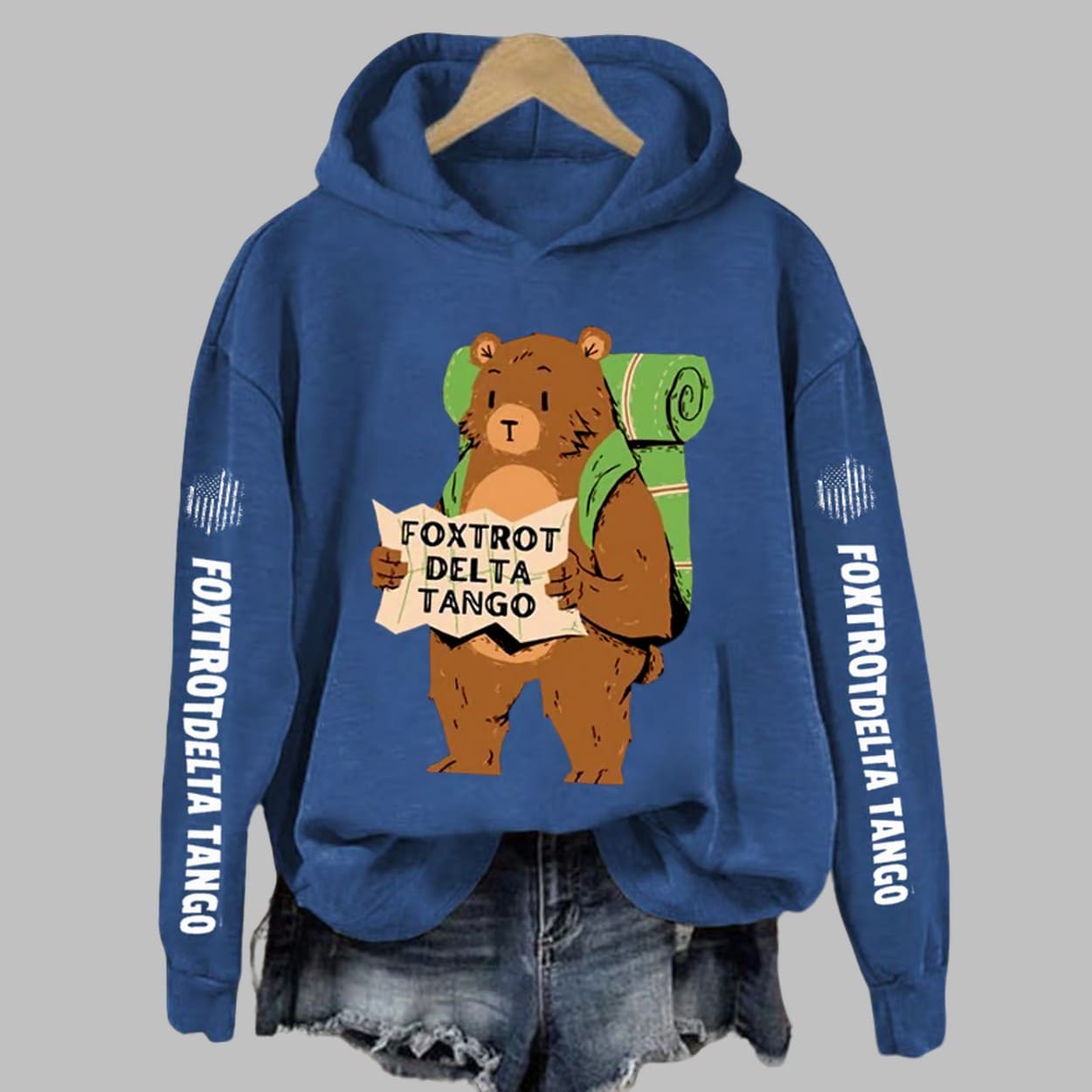 Foxtrot Delta Tango Bear Printed Hoodie - Icestork
