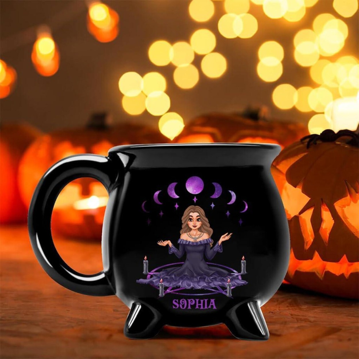 Custom Cartoon Witch Cauldron Coffee Mug - Icestork